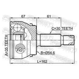 FEBEST Gelenksatz, Antriebswelle 2210mq4f Vorderachse f&uuml;r HYUNDAI