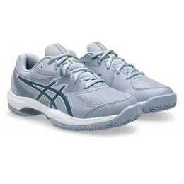 Tennisschuh asics "GEL-GAME 10 GS CLAY", M&auml;dchen, Gr. 39, grau blau, ironclad, Textil, Schuhe, Sandplatzschuhe f&uuml;r Aschepl&auml;tze