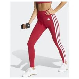 Trainingstights Adidas PERFORMANCE "OPTIME ESSENTIALS 3-STREIFEN 7/8-LEGGINGS", Damen, Gr. M, N-Gr, active maroon, wei&szlig;, normal, gr., Obermaterial: 85% Polyester, 15% Elasthan, Hosen
