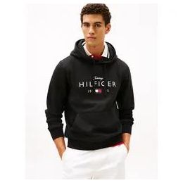 Hoodie Tommy Hilfiger "BRAND LOVE BIG HILFIGER", Herren, Gr. M, schwarz, Sweatware, Obermaterial: 77% Baumwolle, 23% Polyester, regular fit normal, Rippb&uuml;ndchen, Sweatshirts Hoodie, mit Logo-Grafik, normale Passform