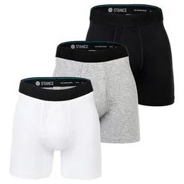 Boxershorts Stance "Boxershort Boxer Brief 3er Pack", Herren, Gr. L, bunt (schwarz, wei&szlig;, grau), Obermaterial: 47% Baumwolle CO. 47% Modal CMD. 6% Elasthan EL., Unterhosen