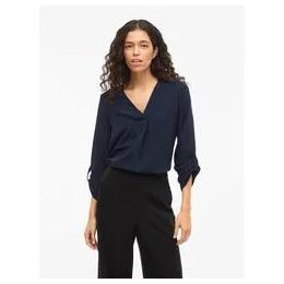 Blusenshirt Vila "VIJOSA 3/4 V-NECK TOP - NOOS", Damen, Gr. 42, navy blazer, Jersey, Obermaterial: 100% Polyester, unifarben, regular fit normal, V-Ausschnitt, Shirts Blusenshirt