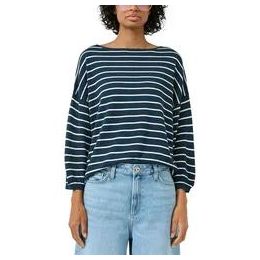 3/4 Arm-Pullover QS, Damen, Gr. L (40), blau wei&szlig;, Strick, Obermaterial: 50% Polyacryl, 50% Viskose, geringelt, gestreift, l&auml;ssig geschnitten h&uuml;ftbedeckend, tiefer Rundhals, B&uuml;ndchen, Pullover, gestreift, mit Viskose
