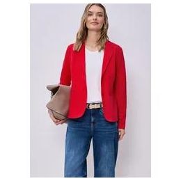 Sweatblazer Street One, Damen, Gr. 40, salsa rot, Jersey, 93% Baumwolle, 7% Elasthan, unifarben, normal normal, V-Ausschnitt, abgesteppt, Blazer, im soften Baumwoll-Mix