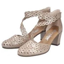 Spangenpumps Rieker, Damen, Gr. 36, beige, Lederimitat, metallic, Schuhe Spangenpumps, Sommerschuh, Pumps mit Klettverschluss, Blockabsatz, Topseller