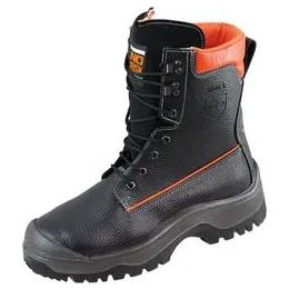 Sicherheitsstiefel NORISK "Logger" Gr. 44, schwarz (schwarz, orange), 44, Obermaterial: 100% Rindsleder Leather cow., Schuhe