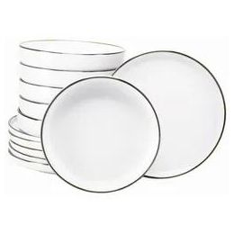 Tafelservice Creatable "Nordic Festive, Service 12-tlg.", wei&szlig;, 12, Steinzeug, Geschirr-Sets, Tafelservice, Teller Set, Minimalistisches Design, Dezente goldene Akzente
