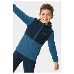 Kapuzenfleecejacke Vaude "KIDS PULEX HOODED JACKET II", Kinder, Gr. 134 (140), blau (ultramarine), Fleece, Obermaterial: 100% Polyester, unifarben mit Farbeinsatz, normal, hoch geschlossener Ausschnitt, eingesetzt elastischer Bund, Jacken, mit Kapuze, atmungsaktives Material, mit Eingrifftaschen