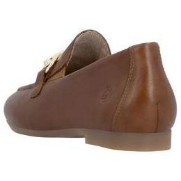 Loafer Remonte, Damen, Gr. 42, cognac, Leder, unifarben, Schuhe Loafer, Slipper, Schlupfschuh, Spangenschuh mit kleinen Stretcheins&auml;tzen