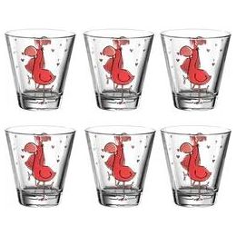 Kinderbecher Leonardo "Kinderbecher Bambini 215 ml 6er Set", pink (flamingo), 6 tlg., Glas, Trinkgef&auml;&szlig;e, Kinderbecher