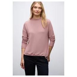 Langarmshirt Street One, Damen, Gr. 38, powder pink meliert, Jersey, Obermaterial: 80% Viskose, 15% Polyester, 5% Elasthan, meliert, regular fit normal, ohne Ausschnitt, Shirts Langarmshirt, mit Tunnelzug am Saum
