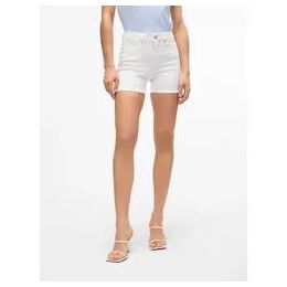 V&eacute;ro Moda Jeansshorts VERO MODA "VMLUNA MR FOLD SHORTS MIX GA NOOS", Damen, Gr. XS, N-Gr, cloud dancer, Denim/Jeans, Obermaterial: 72% Baumwolle, 26% Polyester, 2% Elasthan, unifarben, slim fit kurz, Jeans Jeansshorts, mit Umschlagsaum