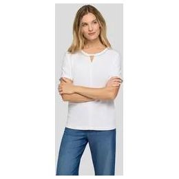 Kurzarmshirt Rabe, Damen, Gr. 38, wei&szlig;, Jersey, Obermaterial: 47% Baumwolle, 47% Modal, 6% Elasthan, unifarben, normal h&uuml;ftbedeckend, Rundhals, Shirts, mit Cut-Out und Glitzer-Detail