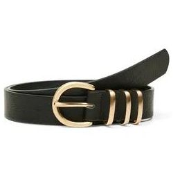 V&eacute;ro Moda Synthetikg&uuml;rtel VERO MODA "VMSVEA COATED BELT NOOS", Damen, Gr. 85, schwarz detail:brushed gold, Lederimitat, unifarben, G&uuml;rtel