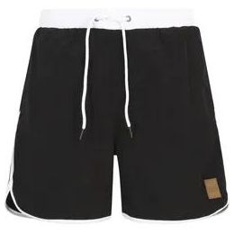 Badeshorts Urban Classics "Urban Classics Herren Retro Swimshorts", Gr. S, US-Gr&ouml;&szlig;en, blk, wht, 100% Polyamid, Badehosen Badeshorts
