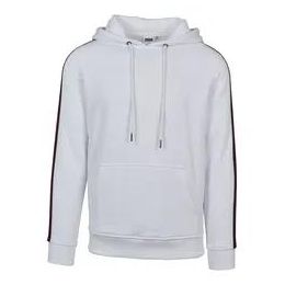 Kapuzensweatshirt Urban Classics "Urban Classics Herren Stripe Shoulder Hoody", Herren, Gr. S, wht, blk, firerot, 63% Baumwolle, 37% Polyester, Sweatshirts