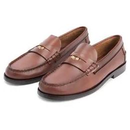 Loafer Tommy Hilfiger "HILFIGER PENNY LOAFER SMOOTH LTH", Damen, Gr. 37, chestnut, Nappaleder, unifarben, used, Schuhe Loafer, Blockabsatz, Slipper, Schlupfschuh mit Logoflag