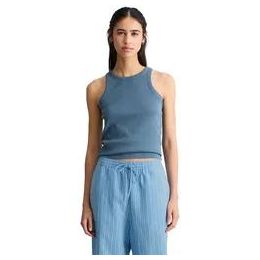 Marc O'Polo T-Shirt MARC O'POLO DENIM "aus reinem Organic Cotton", Damen, Gr. L, medium blau 4671, Obermaterial: 95% Baumwolle, 5% Elasthan, unifarben, slim fit, Rundhals, normaler Saum, Shirts T-Shirt