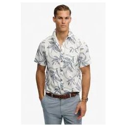 Kurzarmhemd Superdry "VINTAGE LOOM S/S SHIRT", Herren, Gr. 3XL, N-Gr, canna leaves china blau, Web, Obermaterial: 100% Baumwolle, gemustert, relaxed fit normal, Rundhals, Hemden, mit sommerlich coolem Hawaii-Blumen-Print