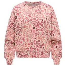 Sweater Ragwear "Wuss Print", Damen, Gr. L (40), pink, Material: 70% Baumwolle, 30% Polyester, oversize h&uuml;ftlang, Rundhals, &Auml;rmel ohne &Auml;rmelschlitz Rippb&uuml;ndchen, Sweatshirts Sweater, l&auml;ssiges oversized Damen Sweatshirt mit Allover-Print