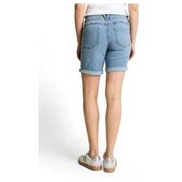 Jeansshorts Tom Tailor "ALEXA Slim", Damen, Gr. 34, N-Gr, used light stone blau denim, Denim/Jeans, Obermaterial: 66% Baumwolle, 33% Polyester, 1% Elasthan. Futter: 65% Baumwolle, 35% Polyester, unifarben, schmal kurz, Jeans Jeansshorts, mit Aufschlag und Stretch