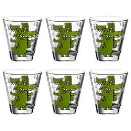 Kinderbecher Leonardo "Kinderbecher Bambini 215 ml 6er Set", gr&uuml;n (krokodil), 6 tlg., Glas, Trinkgef&auml;&szlig;e, Kinderbecher