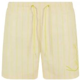Badeshorts Karl Kani "Karl Kani Herren KM241-054-1 Signature Pinstripe Swim Shorts", Herren, Gr. S, US-Gr&ouml;&szlig;en, light gelb, 100% Polyester, Badehosen Badeshorts