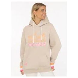 Hoodie Zwillingsherz "Dog Mom & Friends", Damen, Gr. L/XL, hellbeige, Sweatware, Obermaterial: 50% Baumwolle, 50% Polyester, comfort fit h&uuml;ftlang, ohne Ausschnitt, angesetztes B&uuml;ndchen, Sweatshirts Hoodie, gestickte Hunde, Statement Schriftzug, Kapuze