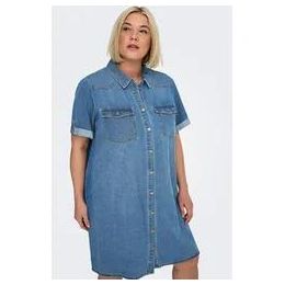 Jeanskleid Only CARMAKOMA "CARLISA S/S DNM DRESS GUA NOOS", Damen, Gr. 44, N-Gr, medium blau denim, Obermaterial: 90% Baumwolle, 10% Viskose, unifarben, regular fit normal, Kleider
