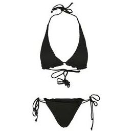 B&uuml;gel-Bikini Urban Classics "Urban Classics Damen Ladies Rib Babylock Triangle Bikini", Damen, Gr. M, N-Gr, schwarz, 88% Polyester, 12% Elasthan, Bikini-Sets B&uuml;gel-Bikini