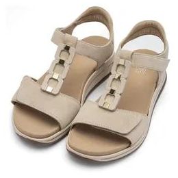Keilsandalette Ara "OSAKA-S", Damen, Gr. 42, hellbeige, Veloursleder, unifarben, Basic, Schuhe, Keilabsatz, Riemchensandale mit High Soft-Funktion, H-Weite