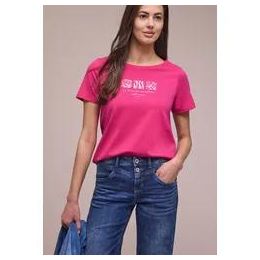 Kurzarmshirt Street One, Damen, Gr. 46, magenta dream, Jersey, Obermaterial: 100% Baumwolle, bedruckt, normal h&uuml;ftbedeckend, Rundhals, abgesteppte Kante, Shirts, Sommershirt mit Print