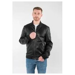 Lederjacke Mauritius "MMTorino", Herren, Gr. 4XL(58), schwarz, Obermaterial: 100% Schafsleder. Futter: 100% Polyester. &Auml;rmelfutter: 100% Polyester, unifarben, regular fit h&uuml;ftbedeckend, Rippb&uuml;ndchen, Jacken, im Bomberjacken-Stil mit geripptem Kragen