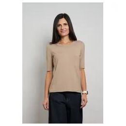 T-Shirt Seidel Moden, Damen, Gr. 50, walnuss, Jersey, Obermaterial: 94% Viskose, 6% Elasthan, unifarben, Basic, figurumspielend h&uuml;ftlang, Rundhals, abgesteppte Kante, Shirts T-Shirt, mit Rundhalsausschnitt, MADE IN GERMANY