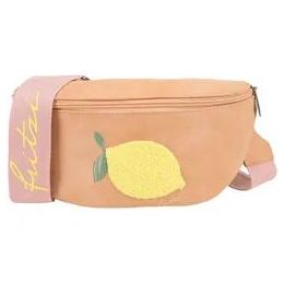 Schultertasche Fritzi aus Preussen "Bum Limited Squeezy Lemon", Damen, Gr. B/H/T: 13cm x 9cm x 29cm, apricot, Polyurethan (PU), mehrfarbig, Taschen Schultertasche, im sommerlichen Design