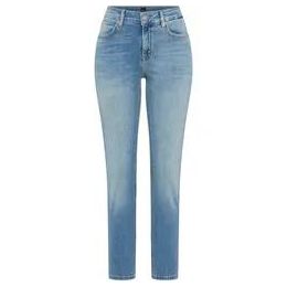 Slim-fit-Jeans BOSS ORANGE "JACKIE MR 11.0 Premium Damenmode", Damen, Gr. 34, L&auml;nge 28, medium blau 423, Denim/Jeans, Obermaterial: 92% Baumwolle, 6% Polyester, 2% Elasthan, unifarben, slim fit lang, Jeans Slim-fit-Jeans, im 5-Pocket-Stil, Mid Rise