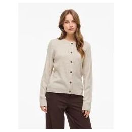 Strickjacke Vila "VIVIOLI O-NECK RIB KNIT CARDIGAN-NOOS", Herren, Gr. XS, super light natural melan, Strick, Obermaterial: 67% Polyacryl, 30% Polyester, 3% Elasthan, unifarben, regular fit normal, Rundhals, Rippstrickb&uuml;ndchen, Strickjacken Strickjacke
