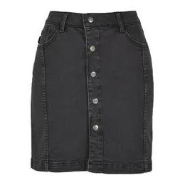 Sommerrock Urban Classics "Urban Classics Damen Ladies Organic Stretch Button Denim Skirt", Damen, Gr. 32, schwarz washed, 50% Baumwolle (Bio), 48% Baumwolle, 2% Elasthan, unifarben, slim fit, R&ouml;cke