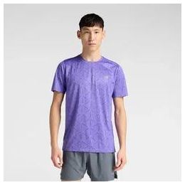 Laufshirt New Balance "SPORT ESSENTIAL PRINTED T-SHIRT", Herren, Gr. L, electric pur, Obermaterial: 100% Polyester, Shirts Laufshirt, f&uuml;r vielseitige Aktivit&auml;ten, ideal f&uuml;r Lauftraining, f&uuml;r Erwachsene