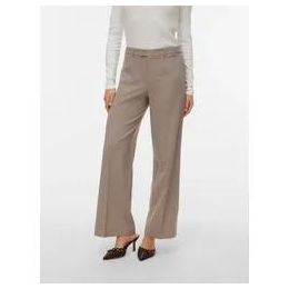 V&eacute;ro Moda Anzughose VERO MODA "VMTEXAS MW STRAIGHT PANT NOOS", Damen, Gr. XS, L&auml;nge 30, moon rock detail:melange, Web, Obermaterial: 75% Polyester, 21% Viskose, 4% Elasthan, meliert, normal, Hosen Anzughose