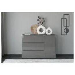 Sideboard "Reno", anthrazit matt lack, glas anthrazit glanz, B:137cm H:94cm T:42cm, Glas, Holzwerkstoff, SET ONE BY Musterring, Sideboards, Sideboard, Mit Gleitern und in verschiedenen Farben erh&auml;ltlich