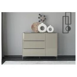 Sideboard "Reno", taupe matt lack, glas taupe glanz, B:137cm H:108cm T:42cm, Glas, Holzwerkstoff, SET ONE BY Musterring, Sideboards, Sideboard, Mit Winkelfu&szlig; in diversen Farben, 108 cm H&ouml;he & Farbauswahl