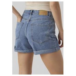 V&eacute;ro Moda Jeansshorts VERO MODA "VMZURI HR LOOSE SHORTS MIX NOOS", Damen, Gr. L (40), N-Gr, medium blau denim, Denim/Jeans, Obermaterial: 80% Baumwolle, 20% Polyester, Jeans Jeansshorts