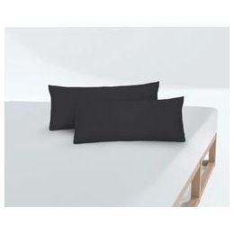 Kissenbezug Biberna "Michi Feinjersey mit Rei&szlig;verschluss", schwarz, B:40cm L:80cm, Feinjersey, Obermaterial: 100% Baumwolle, Kissenbez&uuml;ge, Kissenbezug, verschiedene Gr&ouml;&szlig;en, Feinjersey Kissenh&uuml;lle aus 100% Baumwolle