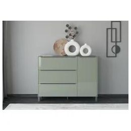 Sideboard "Reno", olivgr&uuml;n matt lack, glas olivgr&uuml;n glanz, B:137cm H:106cm T:42cm, Glas, Holzwerkstoff, SET ONE BY Musterring, Sideboards, Sideboard, Mit Vierkantfu&szlig; in diversen Farben, 106 cm H&ouml;he & Farbauswahl