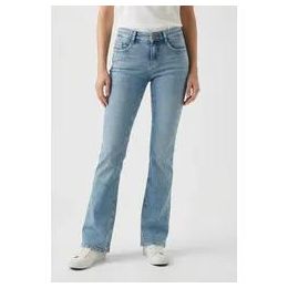 Bootcut-Jeans MAC "DETROIT flared", Damen, Gr. 40, L&auml;nge 32, 90`s cool wash, Denim/Jeans, Obermaterial: 99% Baumwolle, 1% Elasthan, bootcut fit lang, Jeans, Aufwendig gearbeitete Details an den Vordertaschen