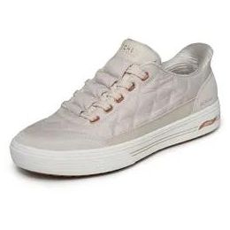 Slip-On Sneaker Skechers "ARCH FIT ARCADE-CUDDLE STEPS", Damen, Gr. 41, sanftes wei&szlig;, Lederimitat, Nylon, Veloursleder, gesteppt, Schuhe, Slipper, Schlupfschuh, Freizeitsneaker mit elastischen Schn&uuml;rsenkeln