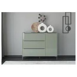 Sideboard "Reno", olivgr&uuml;n matt lack, glas olivgr&uuml;n glanz, B:137cm H:108cm T:42cm, Glas, Holzwerkstoff, SET ONE BY Musterring, Sideboards, Sideboard, Mit Winkelfu&szlig; in diversen Farben, 108 cm H&ouml;he & Farbauswahl