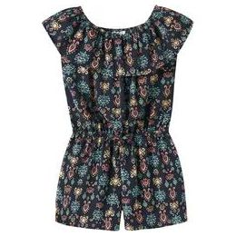 Kurzoverall name it "NKFVINAYA PLAYSUIT FFF", M&auml;dchen, Gr. 116, N-Gr, schwarz sapphire aop:aztec inspirot, Web, Obermaterial: 98% Polyester, 2% Elasthan, bedruckt, regular fit kurz, Carmenausschnitt, Overalls Kurzoverall, Kunstfaser, elastischer Bund, Allover-Druck
