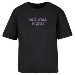 T-Shirt MISS TEE "Miss Tee Bad Idea Tee", Damen, Gr. 3XL, schwarz, 100% Baumwolle, bedruckt, oversize, Rundhals, Shirts T-Shirt